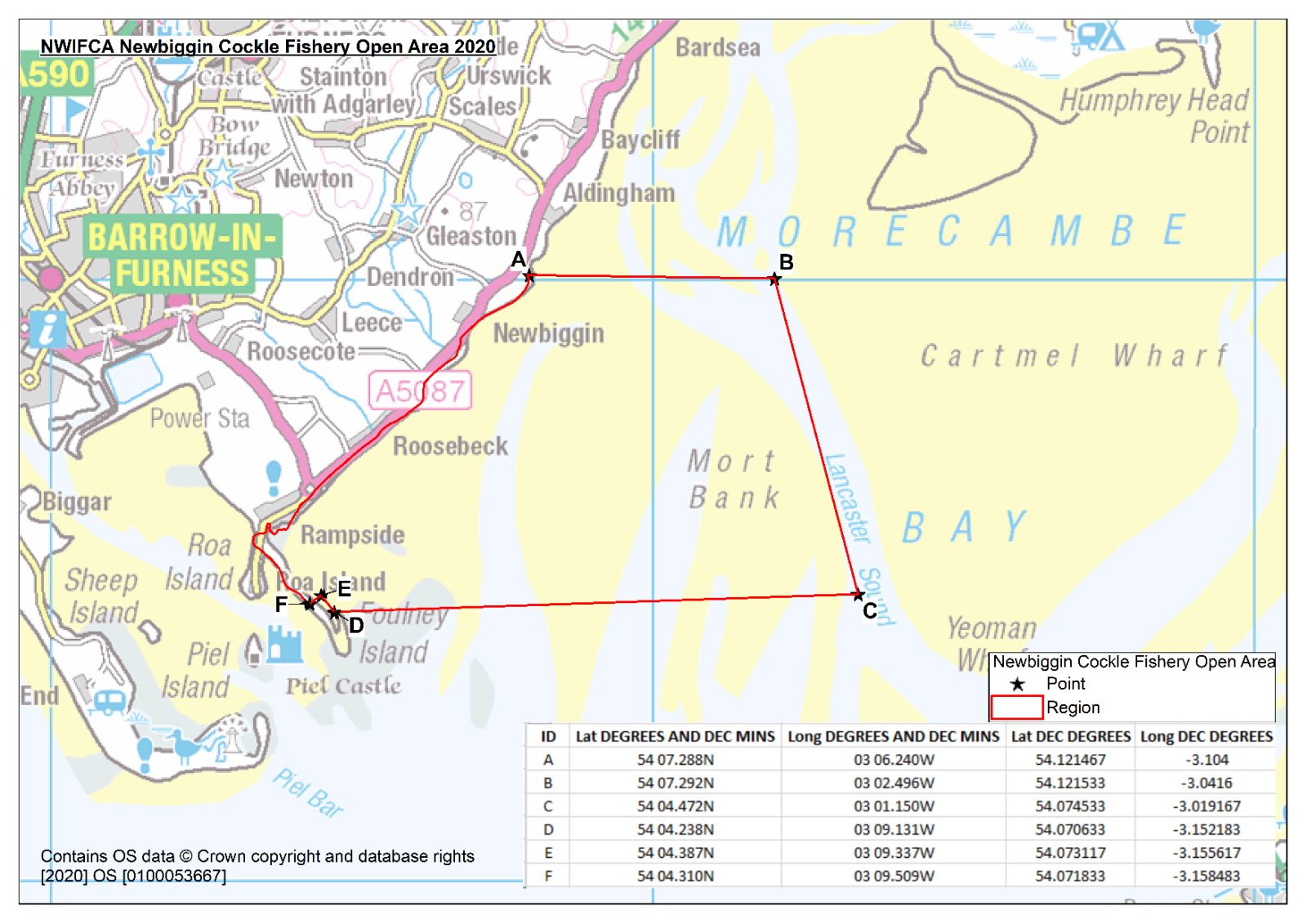 Newbiggin Cockle Fishery Map 2020 - IFCA North West
