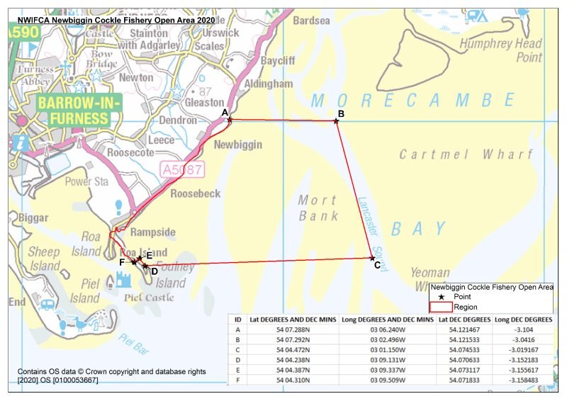 Newbiggin Cockle Fishery Map 2020 - IFCA North West